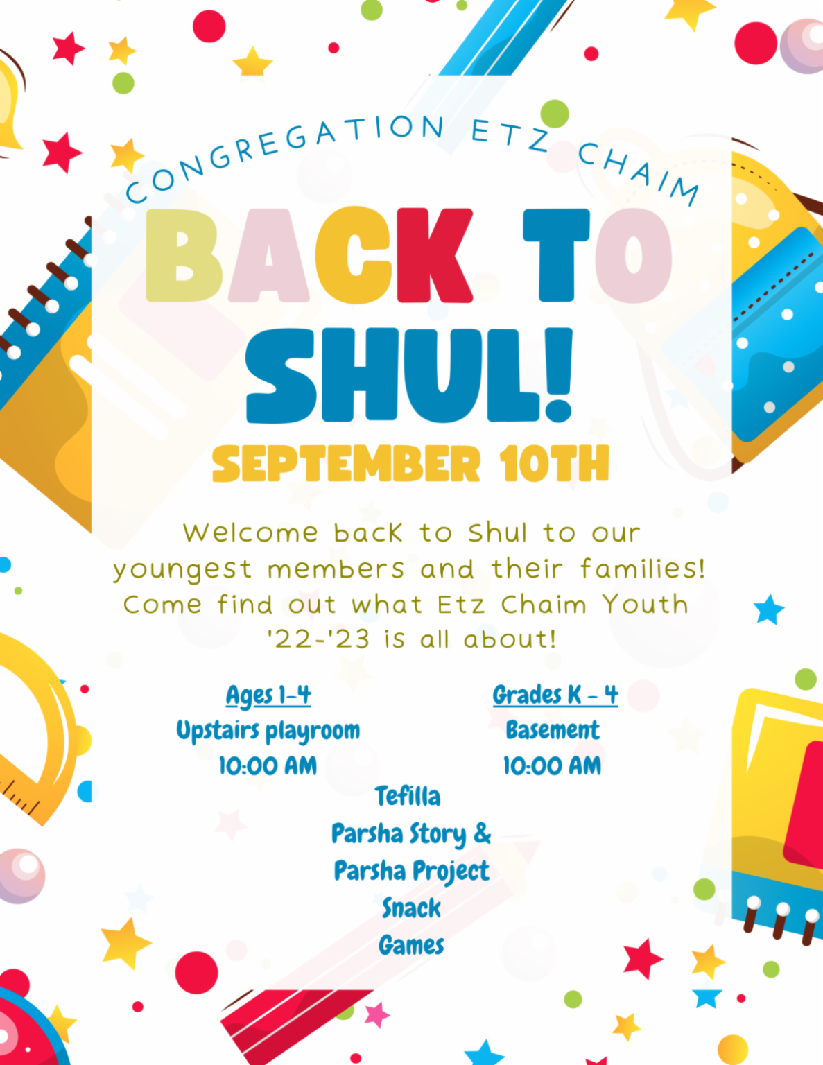 YOUTH: Back to Shul Shabbat (Tot Shabbat & Elementary School ...