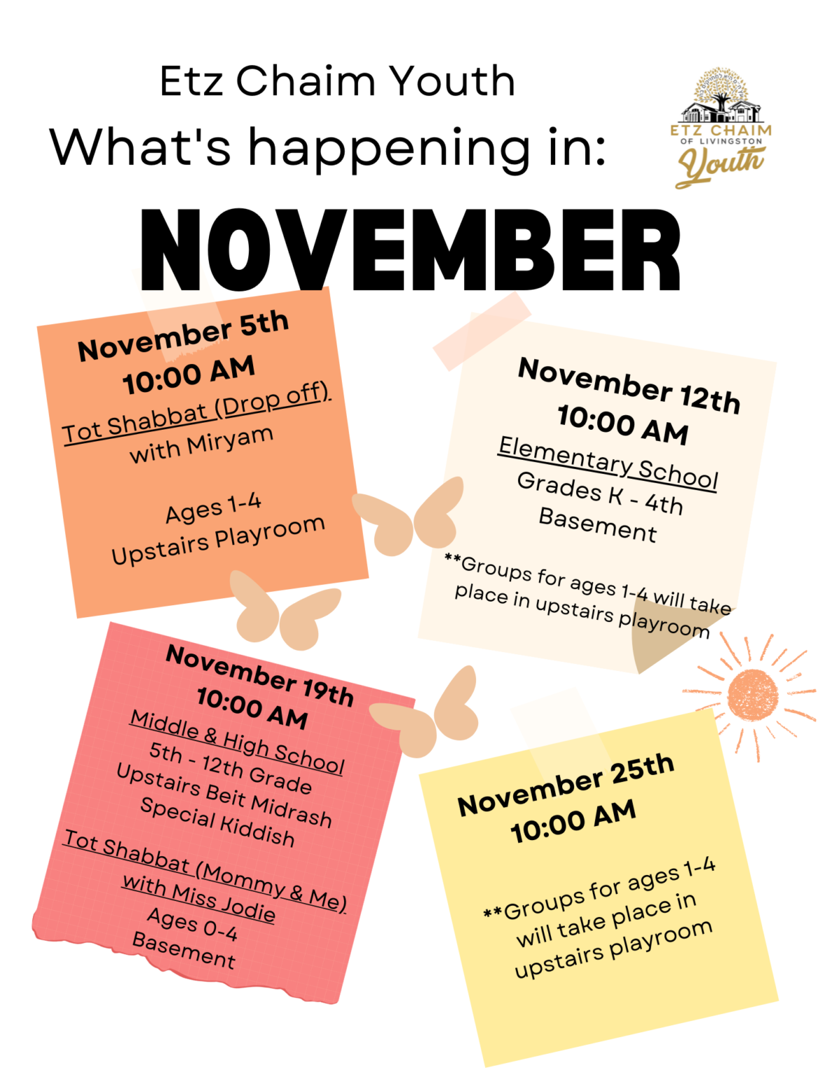 YOUTH: November Shabbat Groups - Congregation Etz Chaim